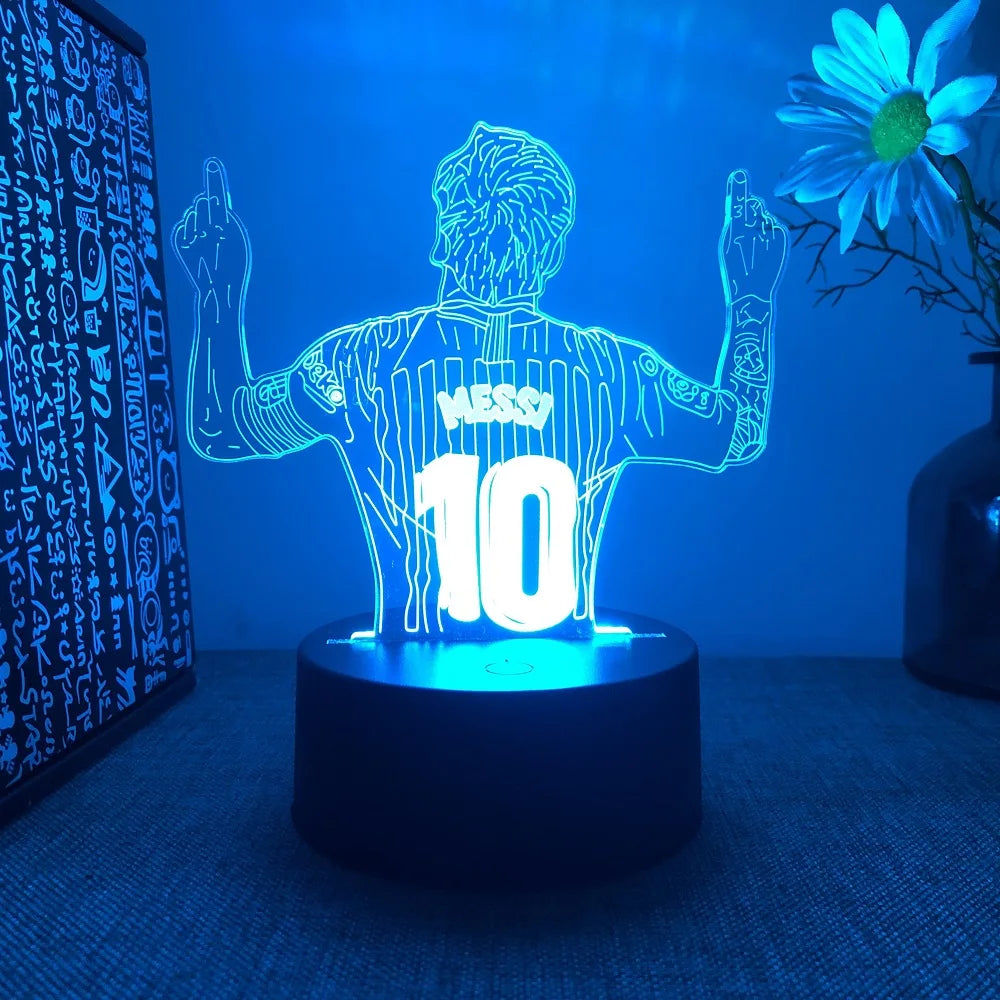 3D Night Light Barcelona Messi Football Display
