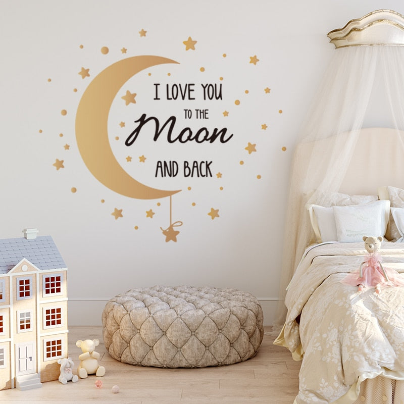 Romantic I Love You Moon Stars Wall Stickers